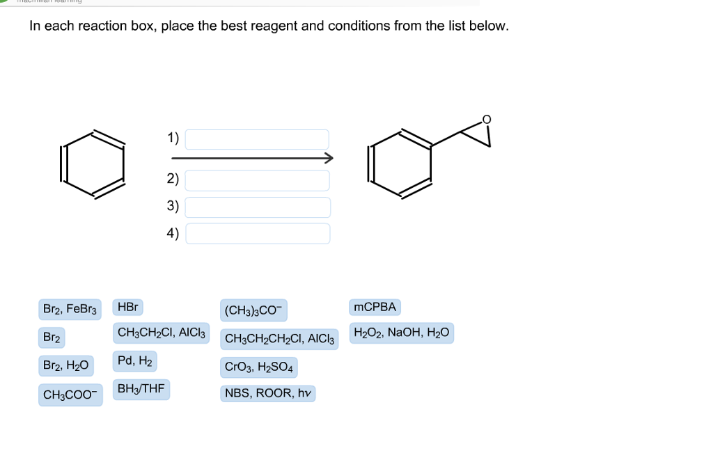 Solved In each reaction box, place the best reagent and | Chegg.com