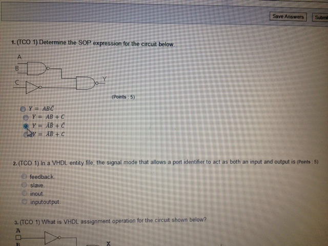 Solved Determine the SOP expression for the circuit below Y | Chegg.com