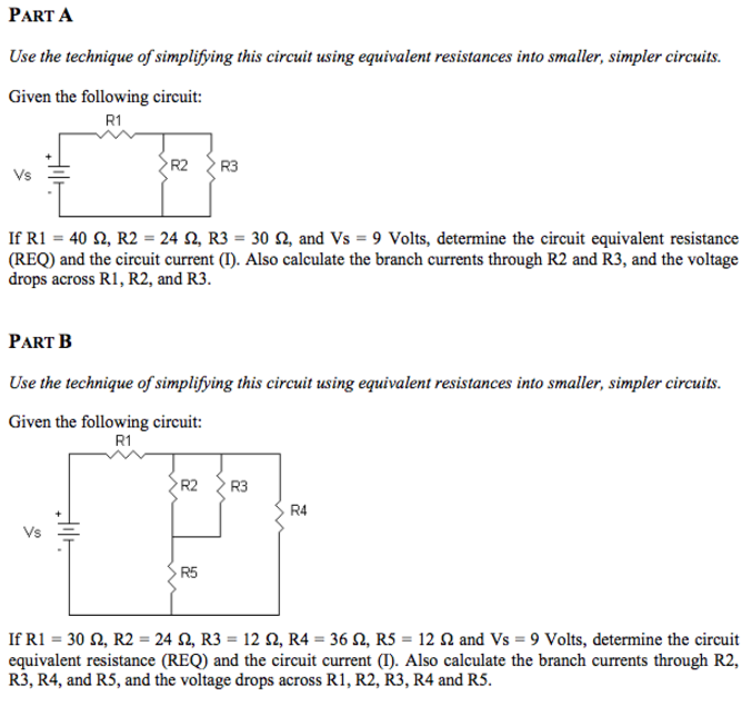 Solved PARTA Use the technique of simplifying this circuit | Chegg.com