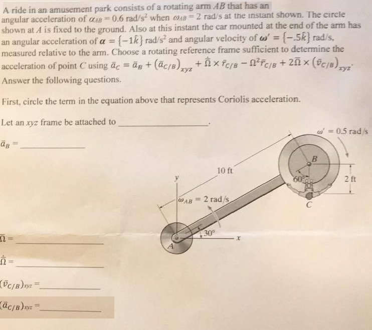 Solved A ride in an amusement park consists of a rotating | Chegg.com