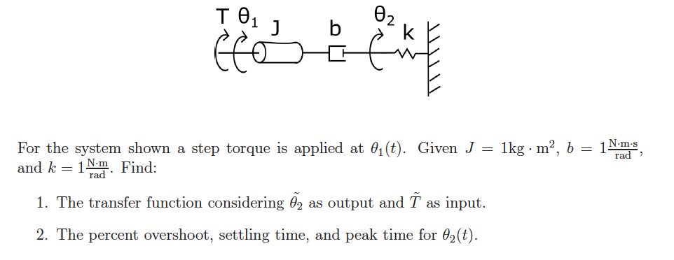 Solved For the system shown a step torque is applied at | Chegg.com