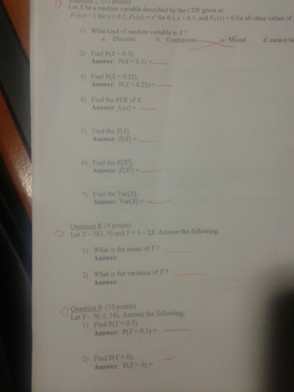 Solved Let Be A Random Variable Described By The Cdf Given 0693