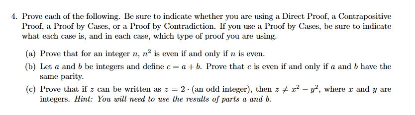 Solved 1. Prove cach of the following. Be sure to indicate | Chegg.com