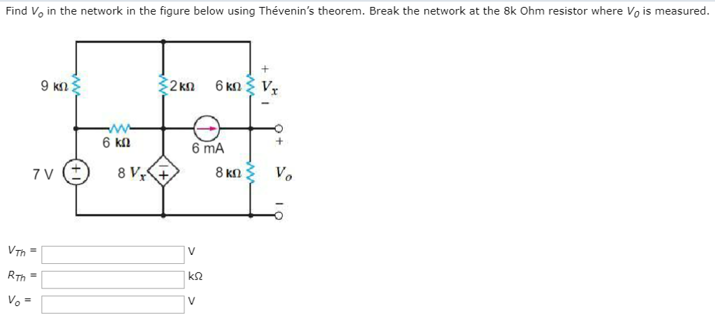 Solved Find Vo in the network in the figure below using | Chegg.com