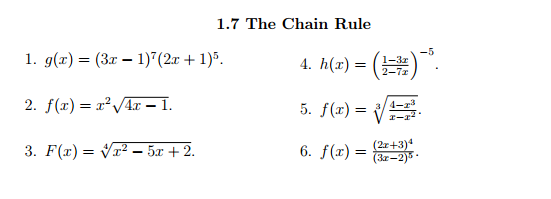 Solved The chain rule g(x) = (3x - 1)7 (2x+1)5. f(x) = x2 | Chegg.com