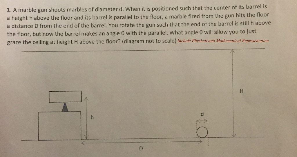 Solved 1. A marble gun shoots marbles of diameter d. When it | Chegg.com