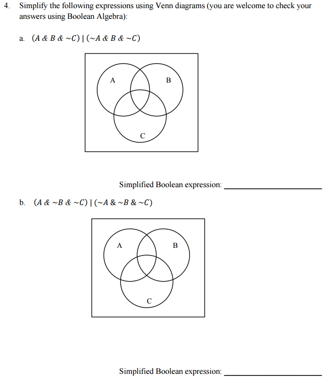 Solved Simplify the following expressions using Venn | Chegg.com