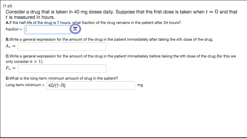 Solved Consider a drug that is taken in 40 mg doses daily. | Chegg.com