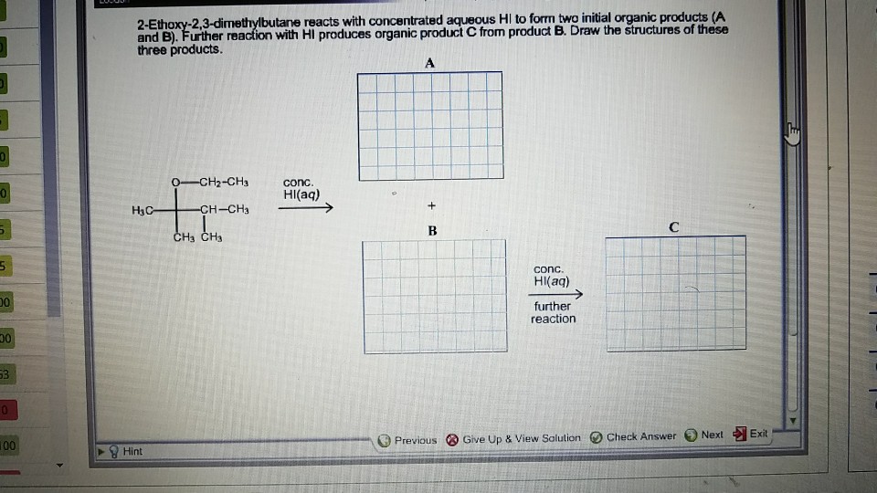 Solved 2-Ethoxy-2, 3-dimethylbutane reacts with | Chegg.com