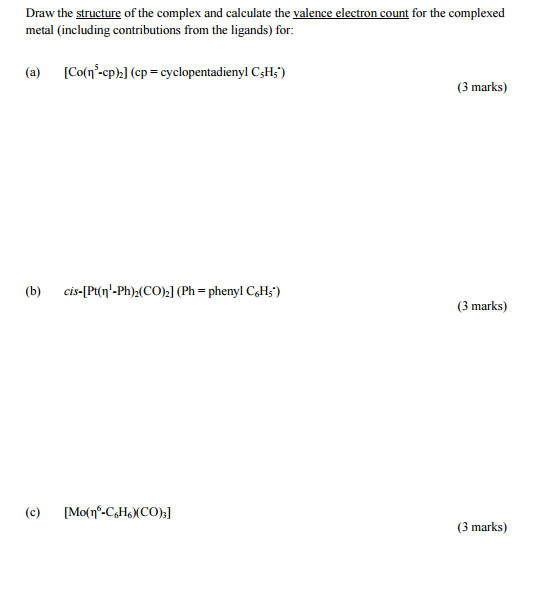 Solved Draw the structure of the complex and calculate the | Chegg.com