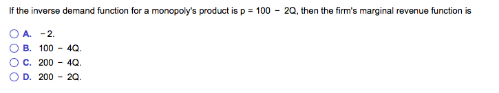 Solved If the inverse demand function for a monopoly's | Chegg.com