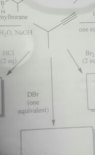 Solved mylborane H20, NaOH HCI (2 eq) DBr equivalent) one ec | Chegg.com