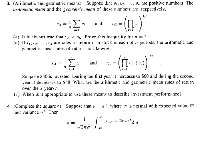 Solved (Arithmetic and geometric means) Suppose that v1,v2,. | Chegg.com