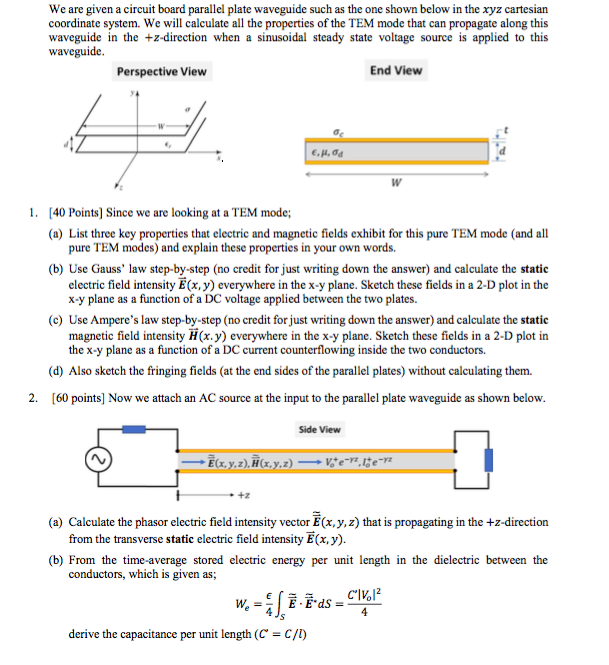 We are given a circuit board parallel plate waveguide | Chegg.com