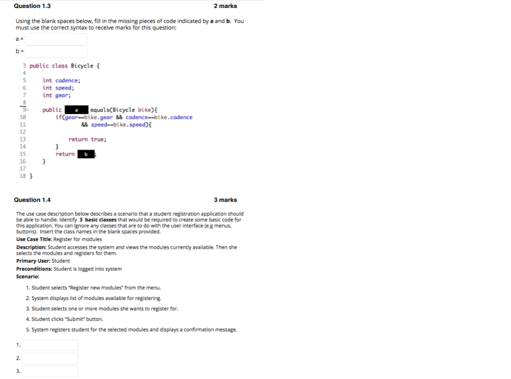Solved Question 1.3 2 marks Using the blank spaces below, | Chegg.com
