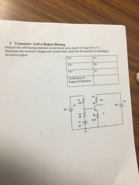 Solved Analyze the self-biasing transistor circuit below | Chegg.com