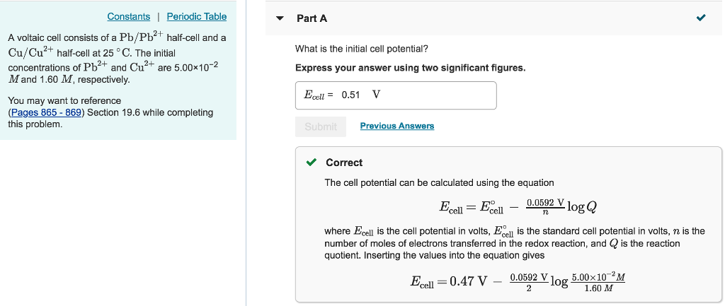 Solved Constants | Periodic Table Part A A voltaic cell | Chegg.com