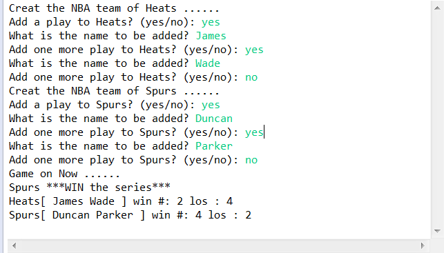 Solved Following is a part of the source codes for NBATeam | Chegg.com