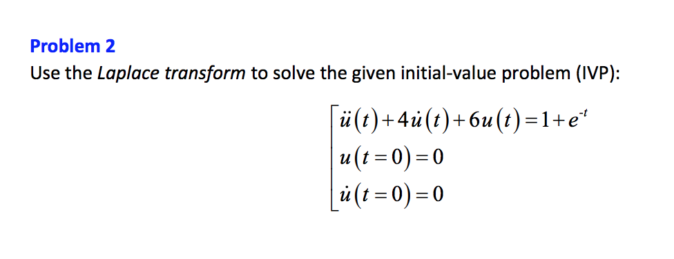 Solved Problem 2 Use the Laplace transform to solve the | Chegg.com