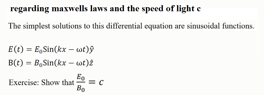 Solved regarding maxwells laws and the speed of light c The | Chegg.com