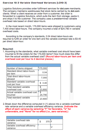 Solved Total variable overhead variance not seen on bottom | Chegg.com