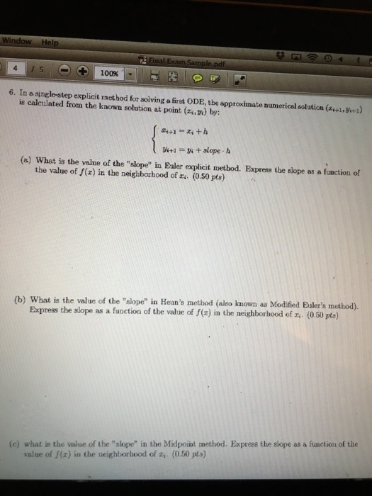 Solved In a single-step explicit method for solving a first | Chegg.com