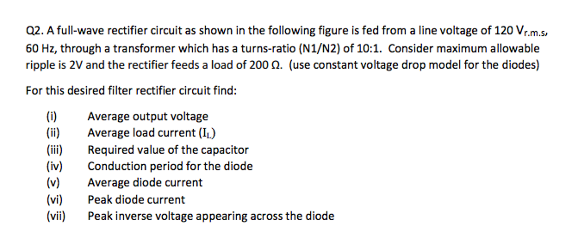Solved A full-wave rectifier circuit as shown in the | Chegg.com