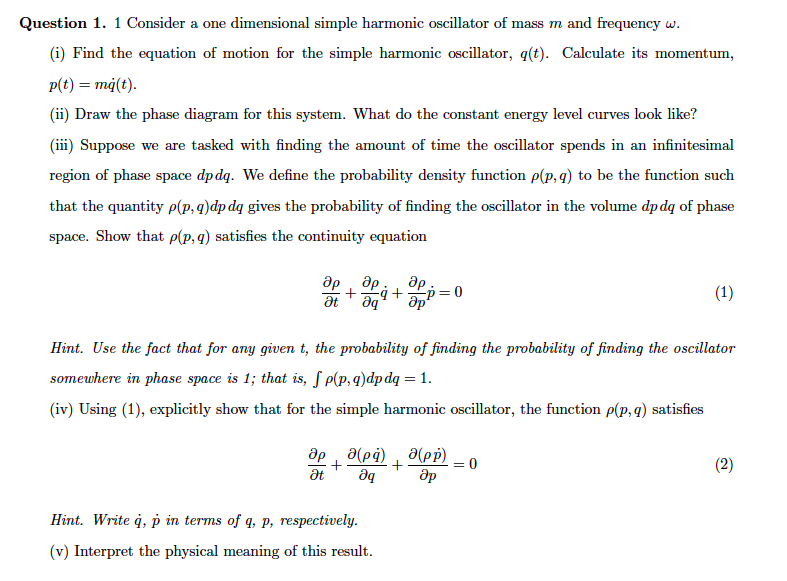 Solved Question 1. 1 Consider a one dimensional simple | Chegg.com