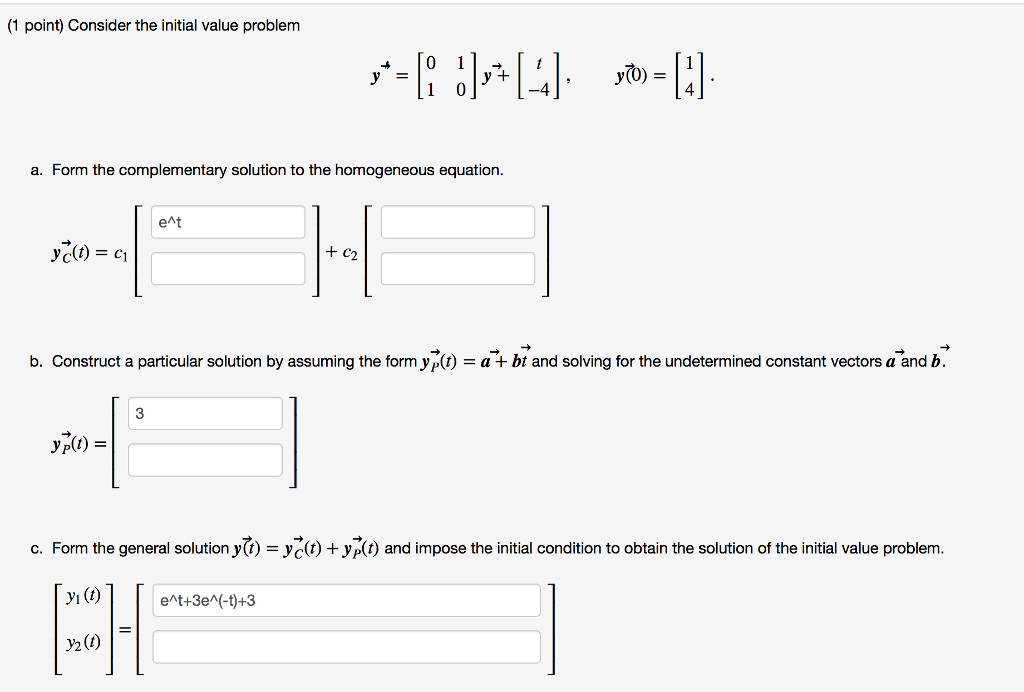 Solved (1 point) Consider the initial value problem -4 a. | Chegg.com