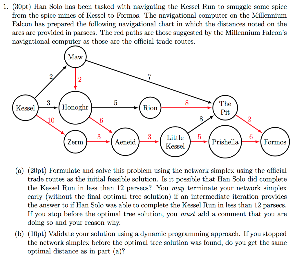 Solved 1. (30pt) Han Solo has been tasked with navigating | Chegg.com