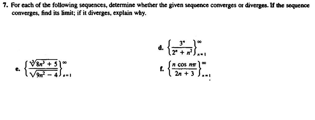 Solved For each of the following sequences, determine | Chegg.com