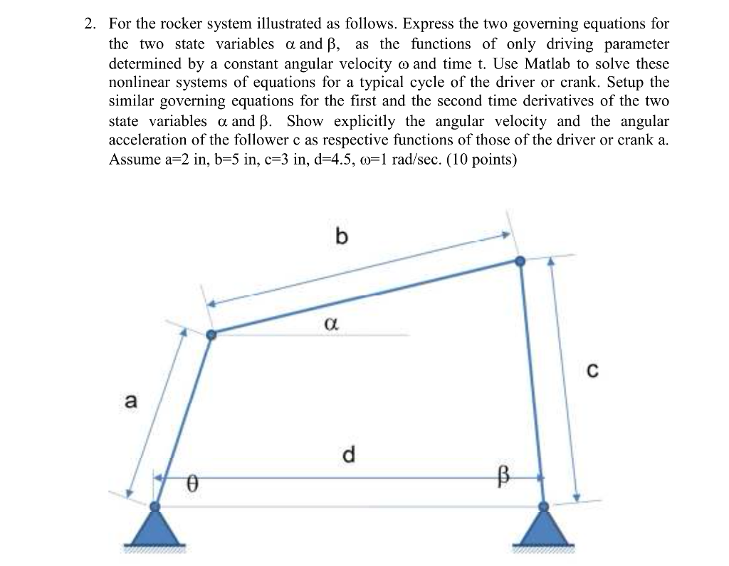 Solved 2. For the rocker system illustrated as follows. | Chegg.com