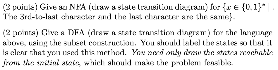 Solved (2 points) Give an NFA (draw a state transition | Chegg.com