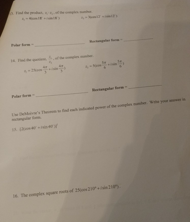 Solved ,3. Find the product, zi·Z2 , of the complex number. | Chegg.com