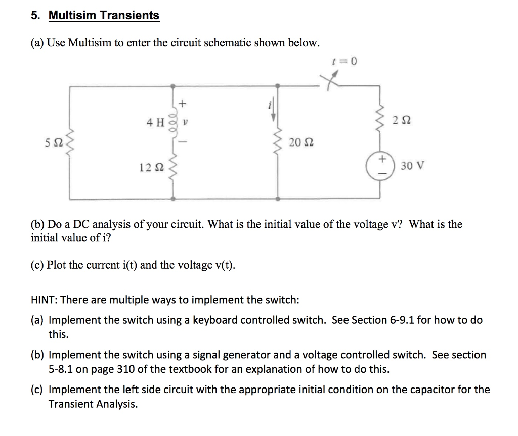 Solved 5. Multisim Transients (a) Use Multisim to enter the | Chegg.com