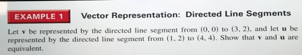 Solved EXAMPLE 1 Vector Representation: Directed Line | Chegg.com