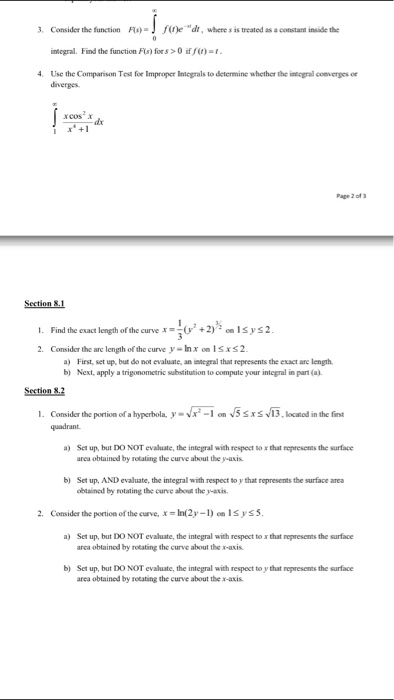 Solved Consider the function F(x) = integral_0^infinity f(t) | Chegg.com