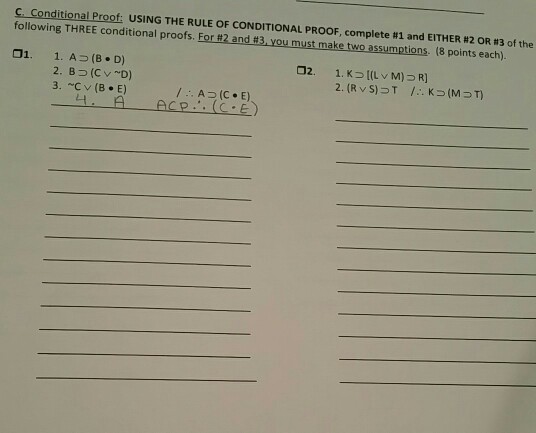 Solved C. Conditional Proof: USING THE RULE OF CONDITIONAL | Chegg.com