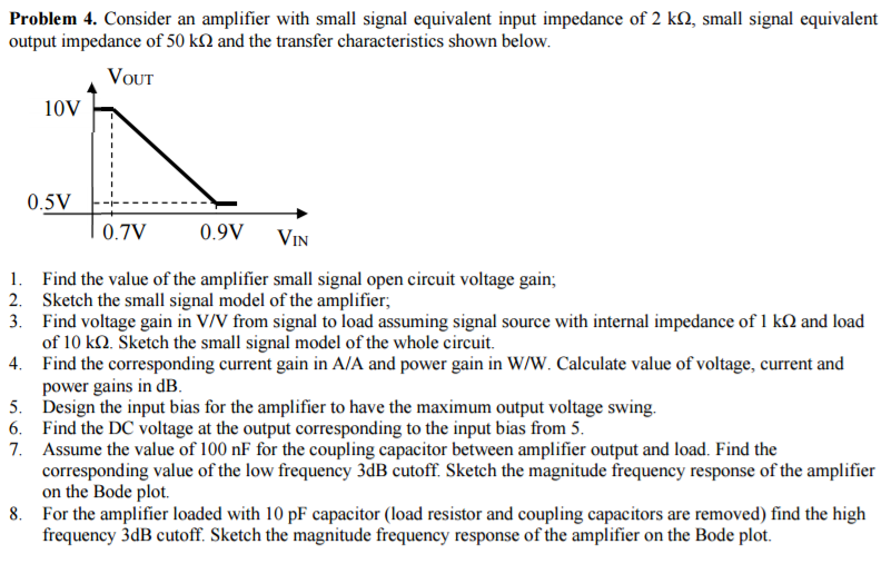 Solved Consider an amplifier with small signal equivalent | Chegg.com