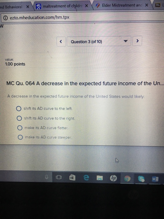 Solved A decrease in the expected future income of the | Chegg.com