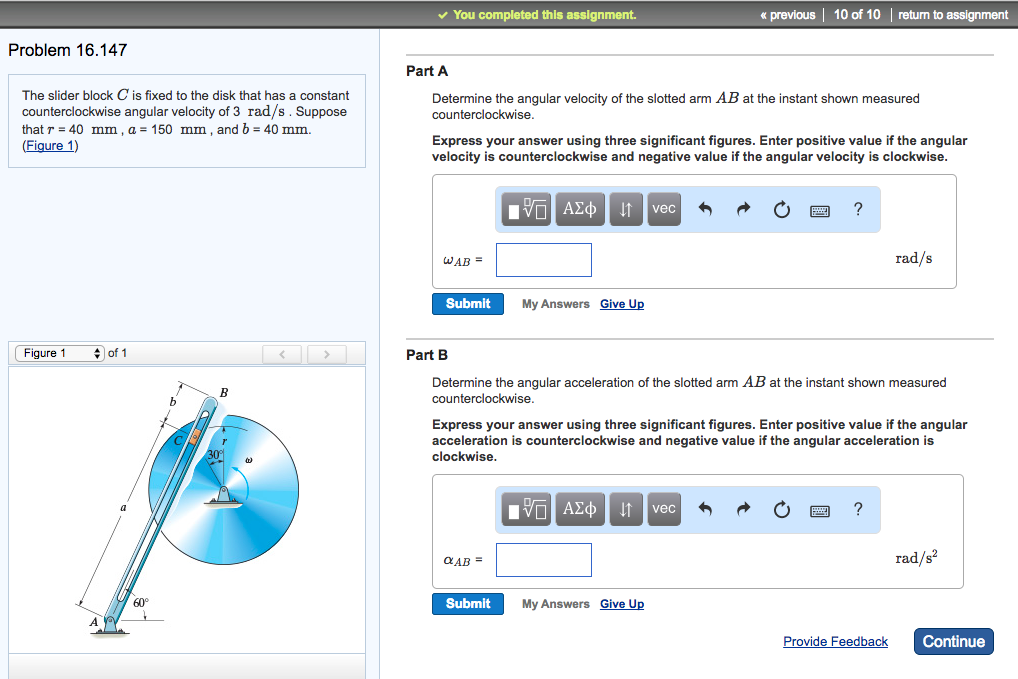 Solved The slider block C is fixed to the disk that has a | Chegg.com