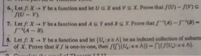 Solved Let f: X rightarrow Y be a function and let U X and | Chegg.com