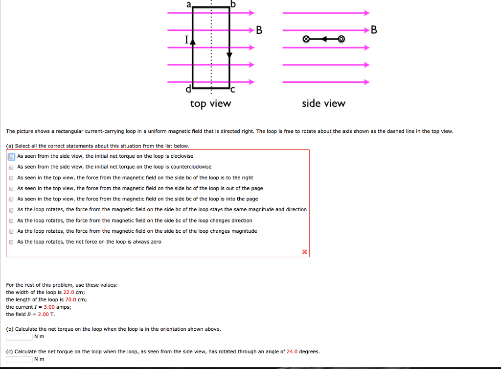 Solved The picture shows a rectangular current-carrying loop | Chegg.com