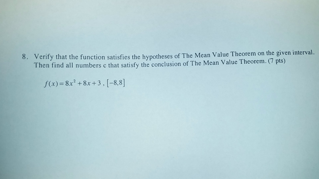 Solved Verify That The Function Satisfies The Hypotheses Of