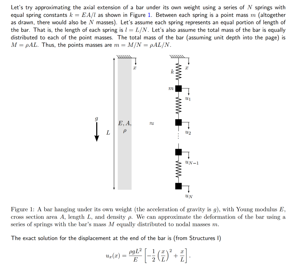 Solved Let's try approximating the axial extension of a bar | Chegg.com