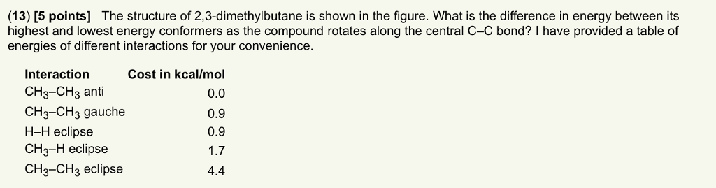 Solved (13) [5 points] The structure of 2,3-dimethylbutane | Chegg.com