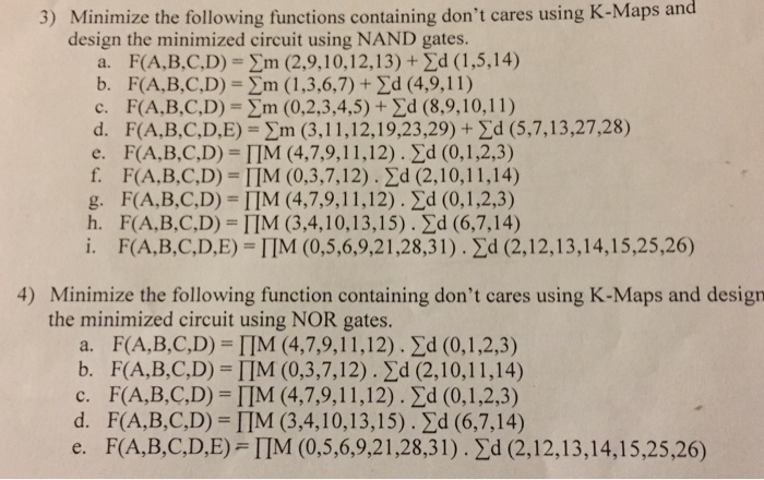 Solved Minimize the following functions containing don't | Chegg.com