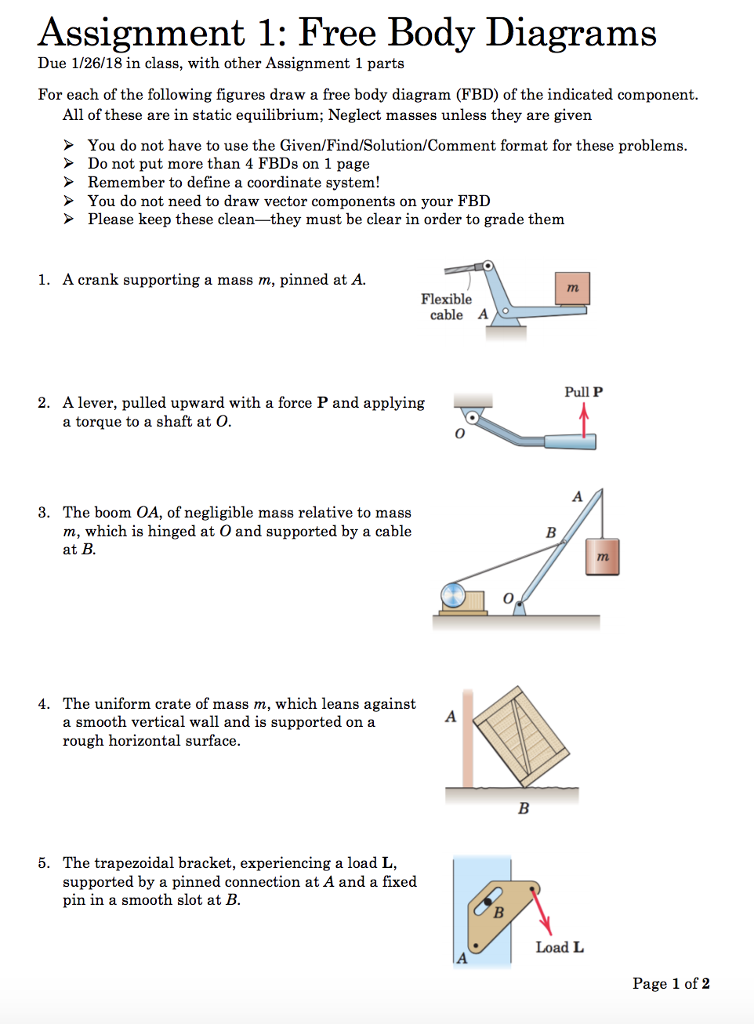 Solved Assignment 1: Free Body Diagrams Due 1/26/18 in | Chegg.com