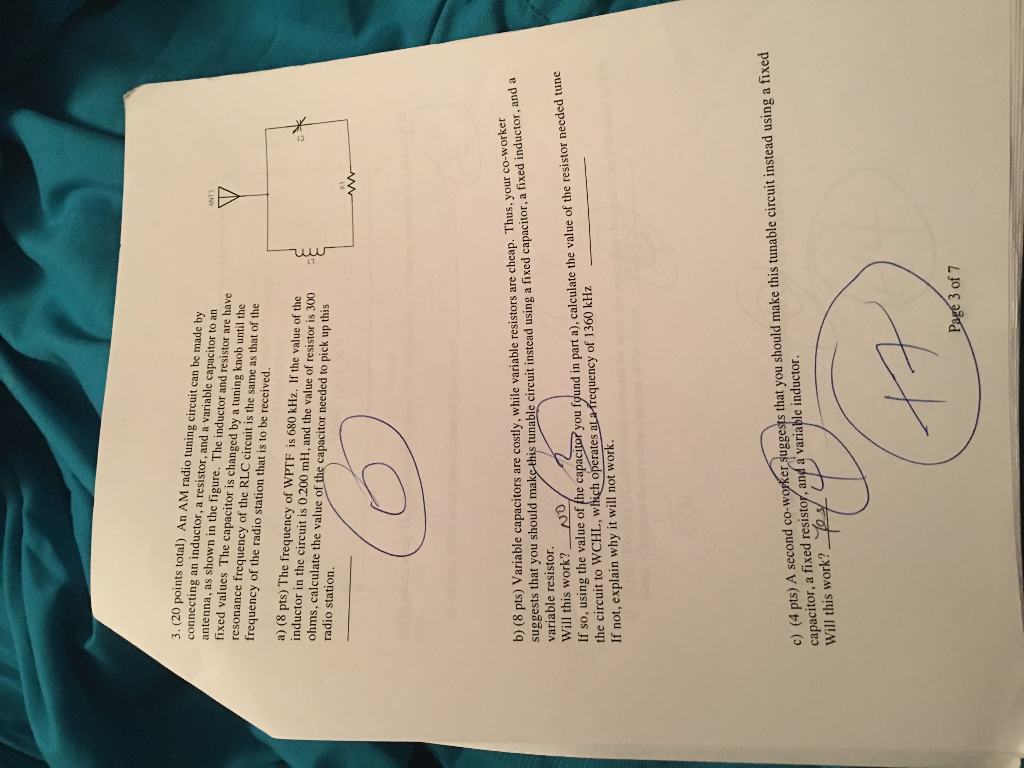 Solved 3. An AM radio tuning circuit can be made by | Chegg.com