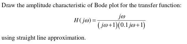 Solved Draw the amplitude characteristic of Bode plot for | Chegg.com